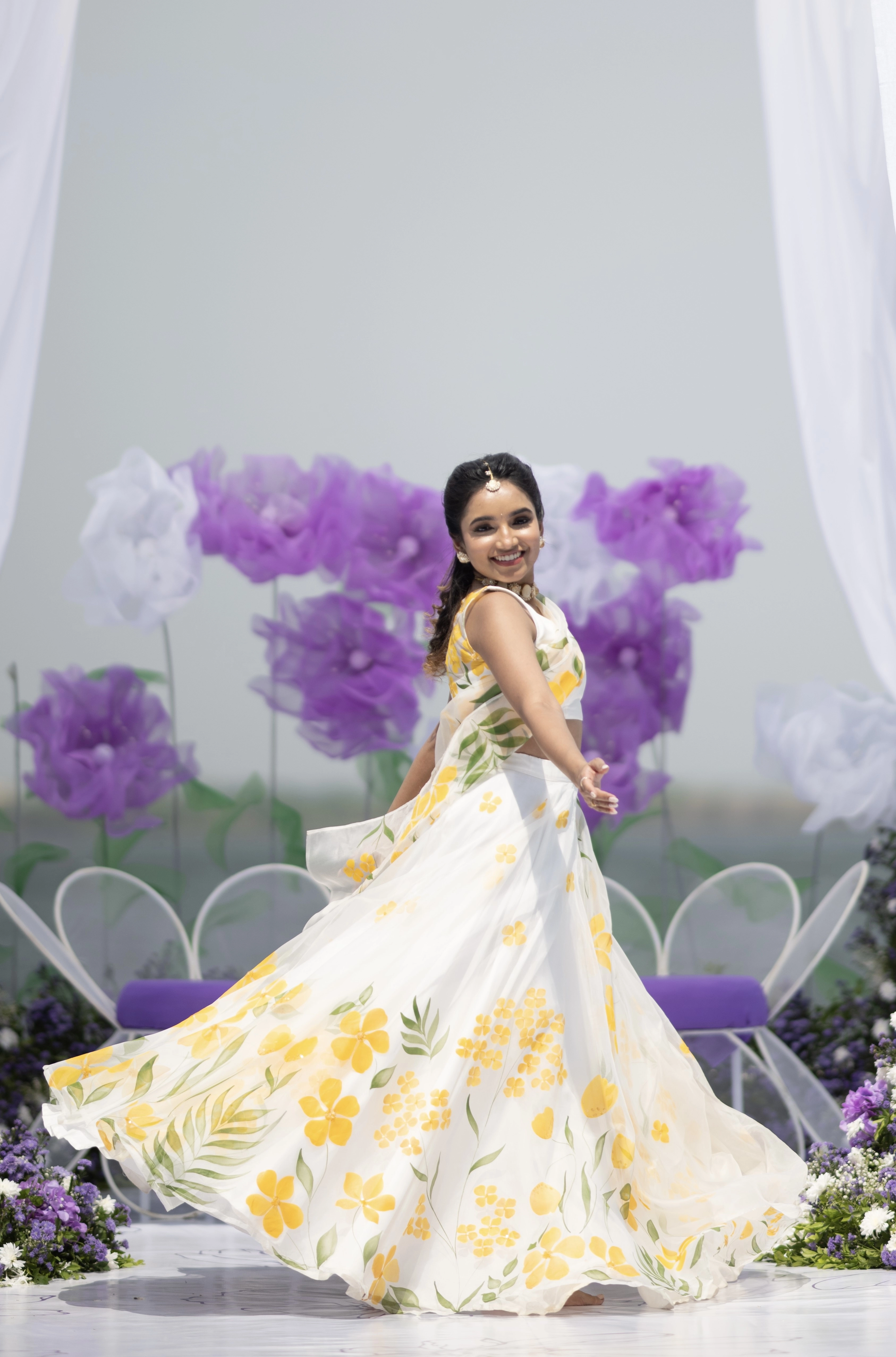 Buy Hand-Painted Haridra Lehenga Set for Women Online - Megh Studio